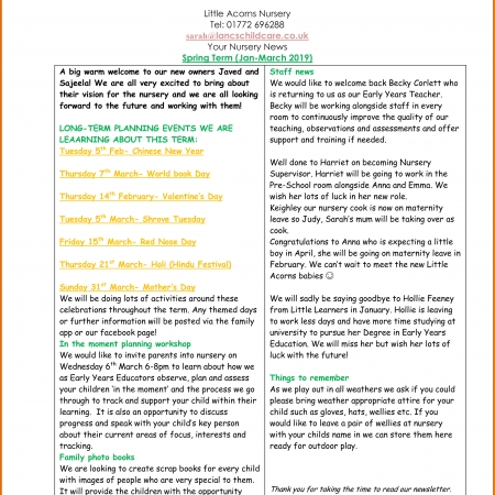 Our EYFS Nursery Curriculum at Little Acorns Nursery, Clayton-le-Woods